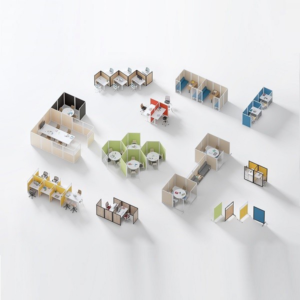 Ejemplos de separación de espacios con biombos de oficina